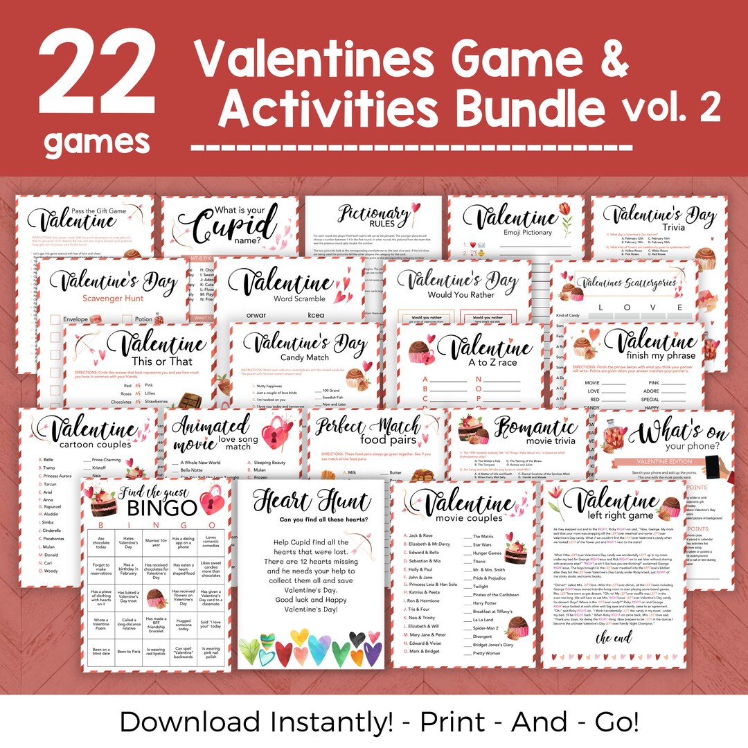 Printable Valentines Day Game BUNDLE, Printable Valentine Game ...