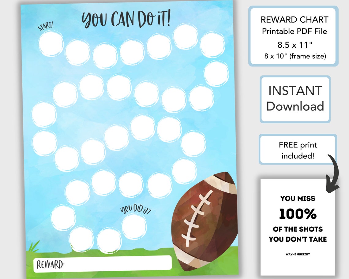 Football Reward Chart for Kids Behavior Chart Printable Chore - Etsy