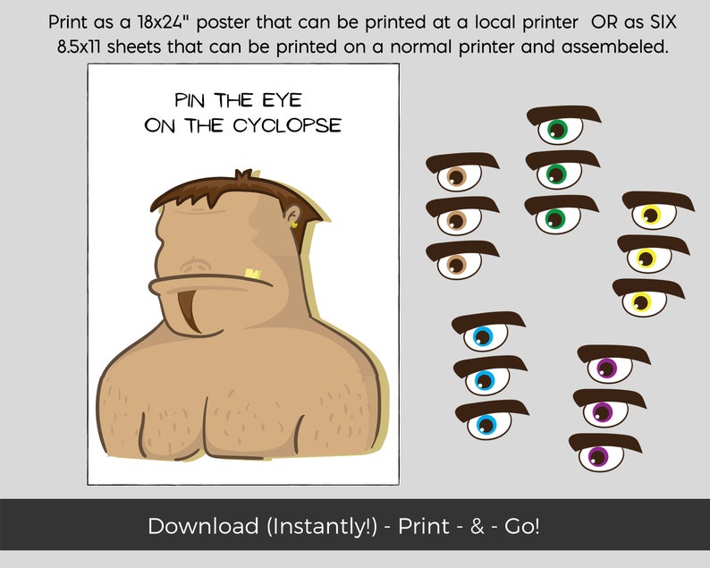 Pin the Eye on the Cyclops Greek Mythology Poster Printable - Etsy Israel