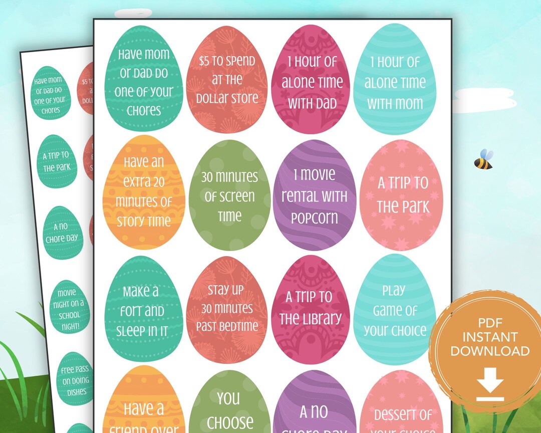 Printable Easter Tokens Easter Egg Coupons for Kids Easter - Etsy