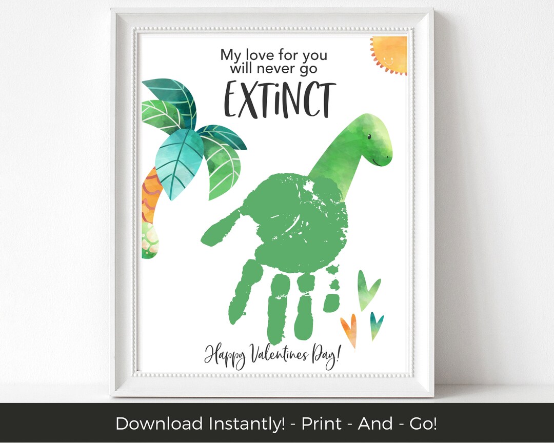Dinosaur Printable Handprint Art, Valentine Handprint Craft for Kids ...