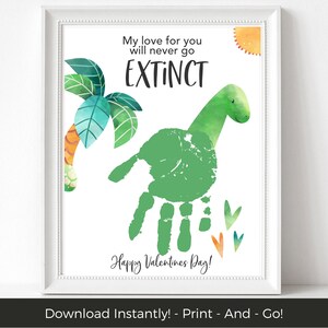 Dinosaur Printable Handprint Art, Valentine Handprint Craft for Kids ...