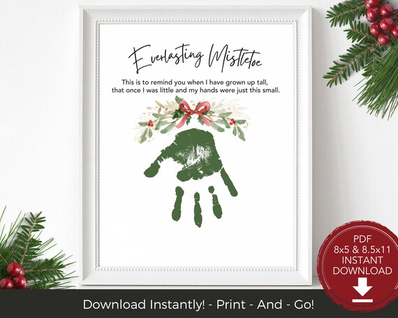 Mistletoe Handprint Kids Christmas Craft Baby's First | Etsy