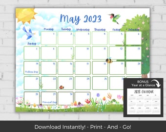May 2023 Printable Calendar - Etsy