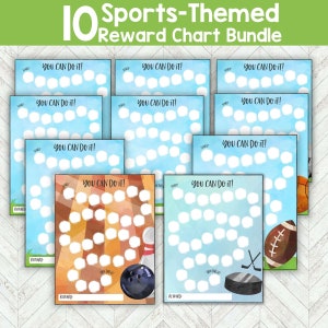 Reward Chart Bundle Sports Themed Kids Reward Chart Printable, Sticker ...