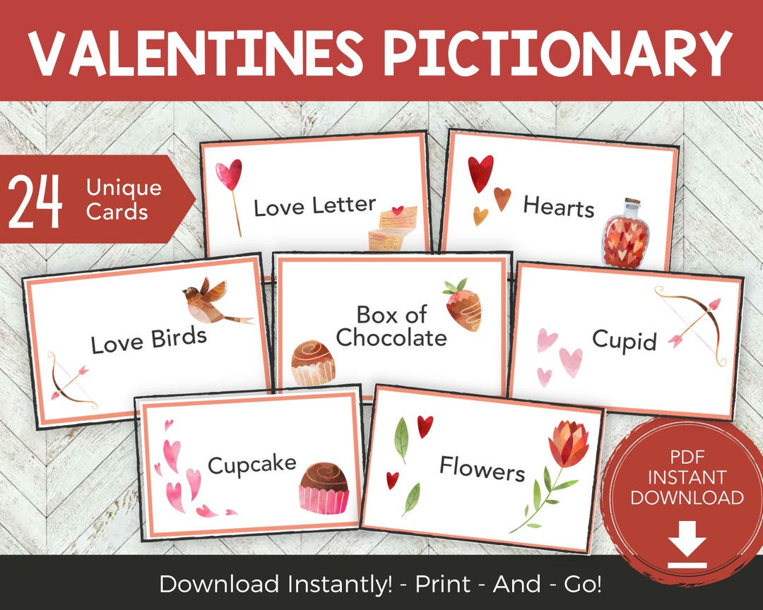 Valentines Pictionary Valentines Day Games for Families Kids - Etsy