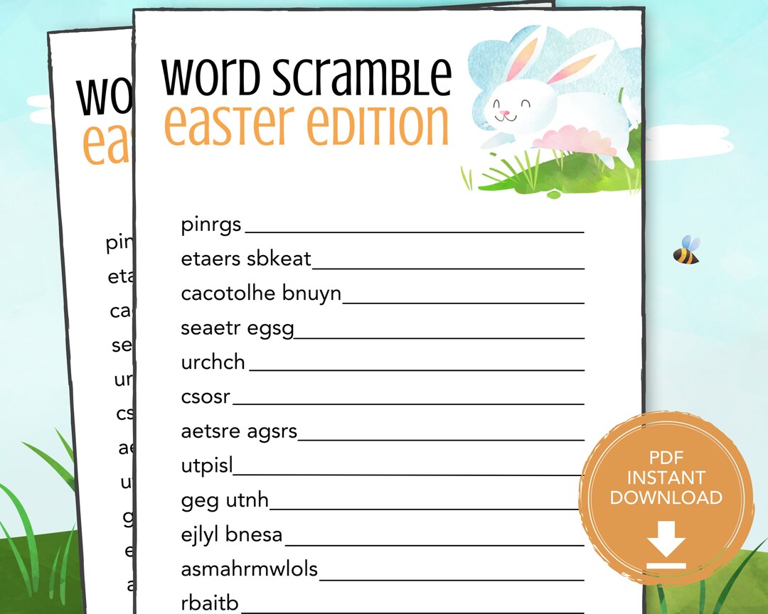 Word Scramble Easter Game, Easter Printable Game for Kids Family Class ...