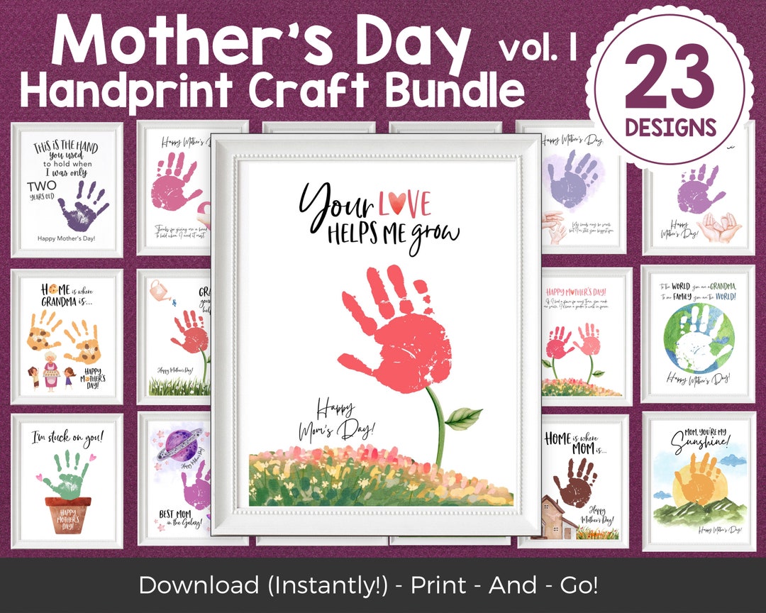 Mothers Day Handprint Art Bundle Mothers Day Handprint - Etsy