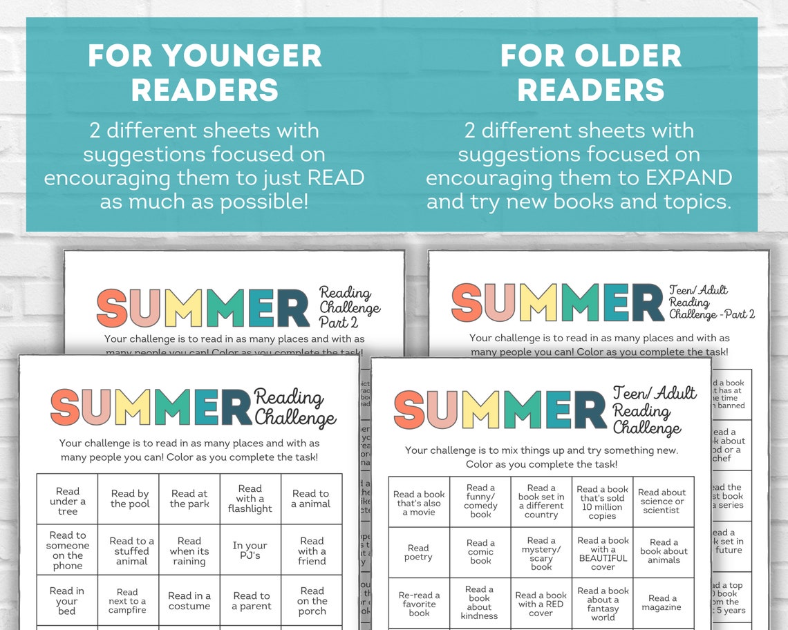 Summer Reading Challenge Printable Teen Adult or Kids | Etsy