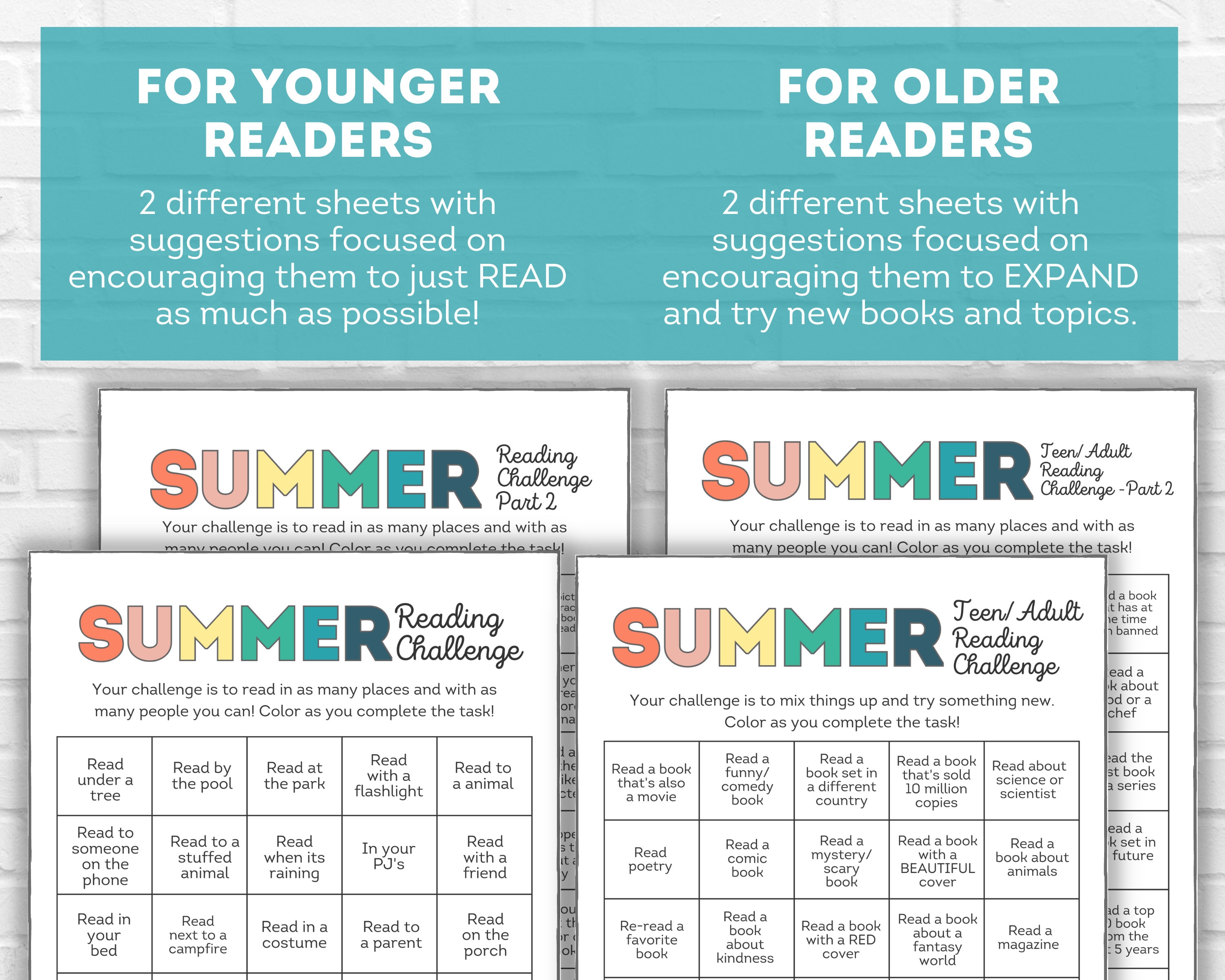 Summer Reading Challenge Printable Teen Adult or Kids - Etsy