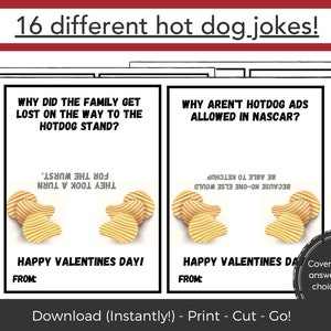 Hot Dog Valentine Card, Valentine Printable Kids Valentine, Funny ...