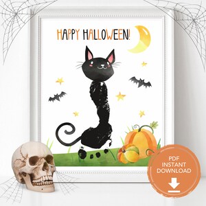 Cat Halloween Handprint Craft, DIY Craft for Kids Art, Halloween ...