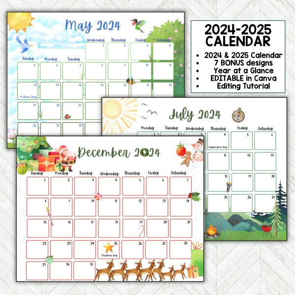 Printable Calendar for Kids - Etsy