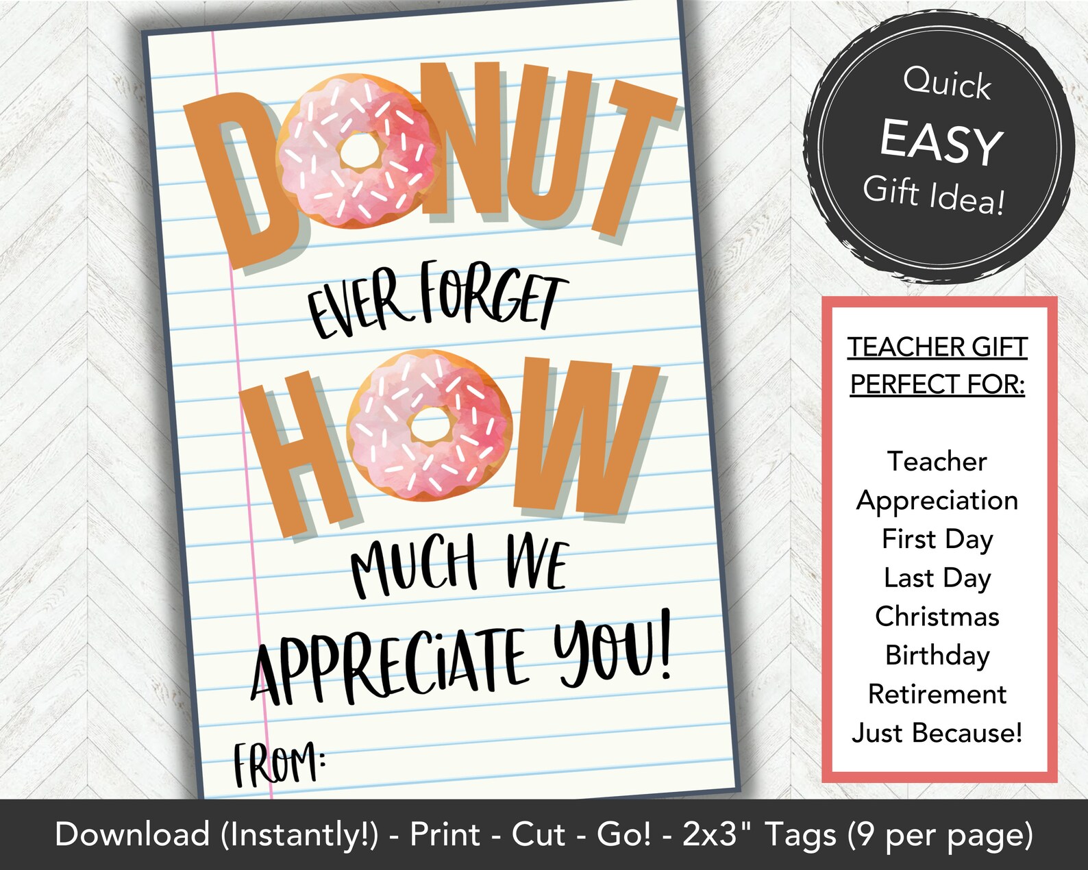 Donut Teacher Appreciation Gift Tag Preschool Teacher Gift | Etsy