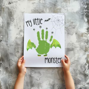 Monster Halloween Handprint Craft, DIY Craft for Kids Art, Halloween ...
