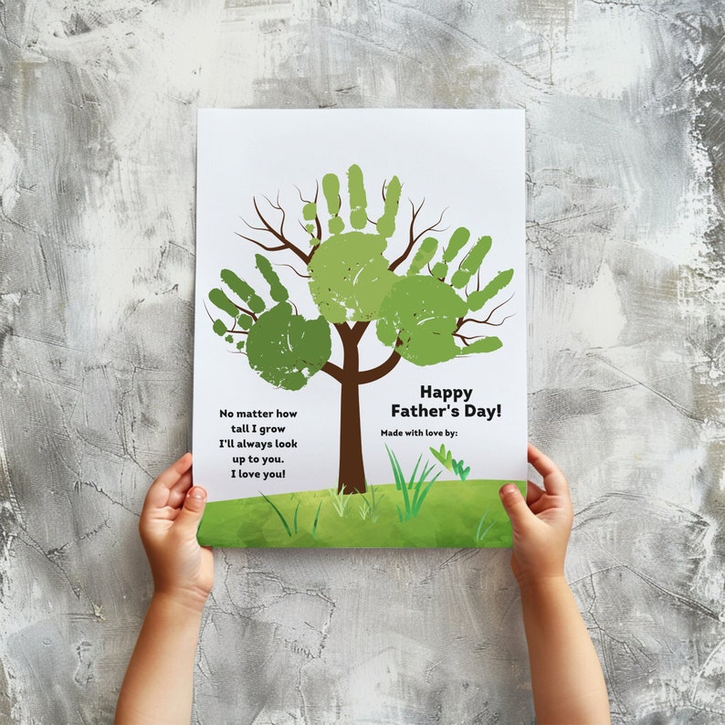 Kids Handprint Art, Printable Fathers Day Card From Baby, Card for ...