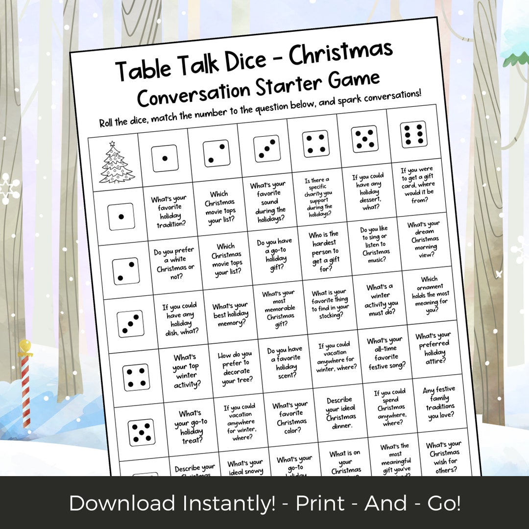 Christmas Conversation Starters, Icebreaker Questions Team Building ...