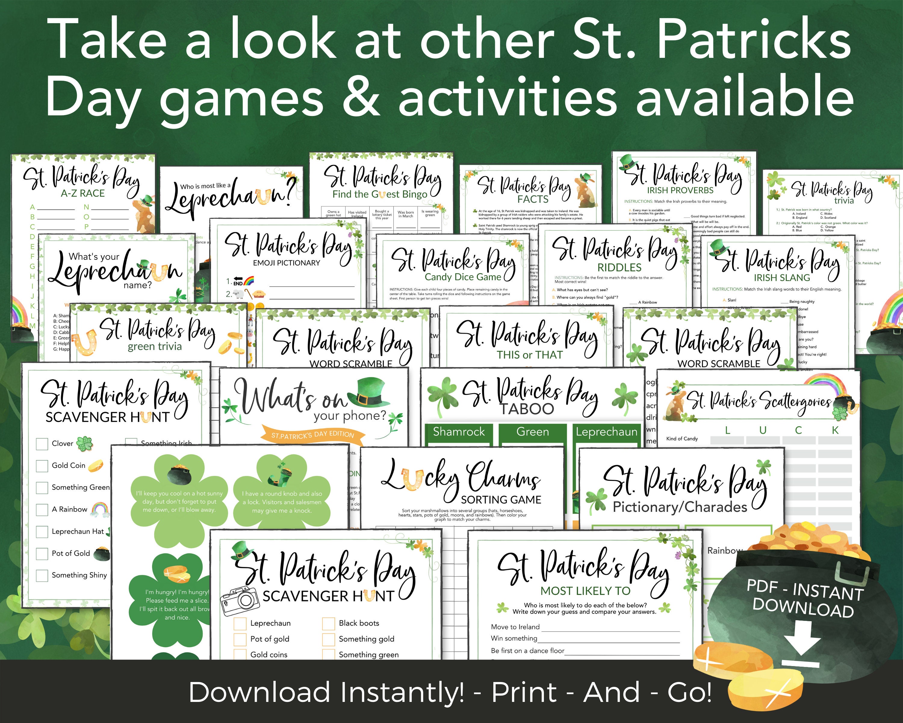 St Patricks Day Game Scattergories St Paddys Day Printable - Etsy