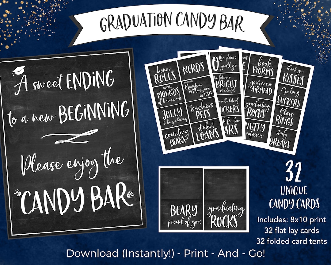 Graduation Party Printable Candy Bar, High School, Middle School or ...