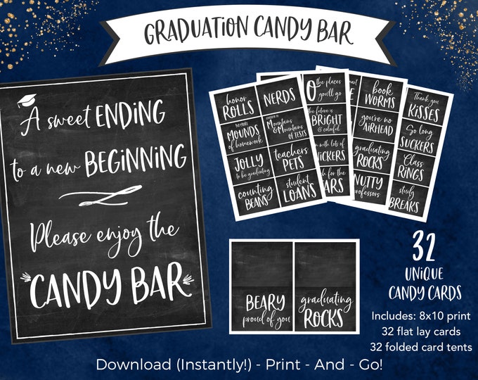 Graduation Party Printable Candy Bar High School Middle - Etsy