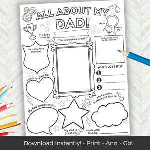Printable All About My Dad Questions Template, Dad Father Day Interview ...