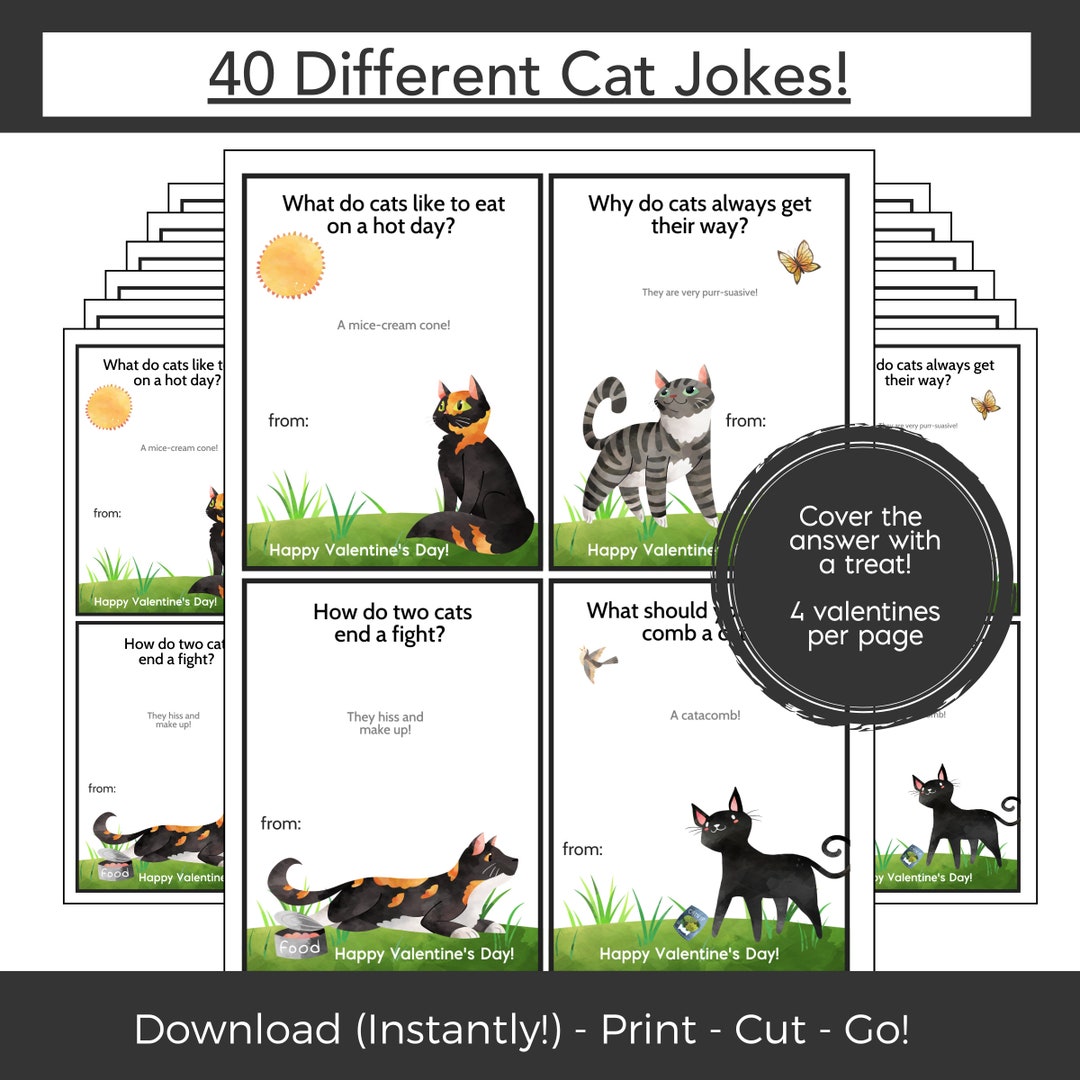 Kittens and Cats Printable Valentine Cards for Kids, Kids Valentines ...
