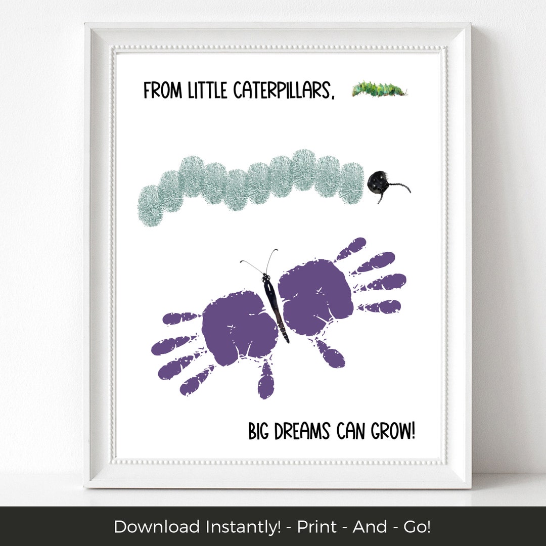 Caterpillar and Butterfly Handprint Activity, Pre, or Toddler Handprint ...