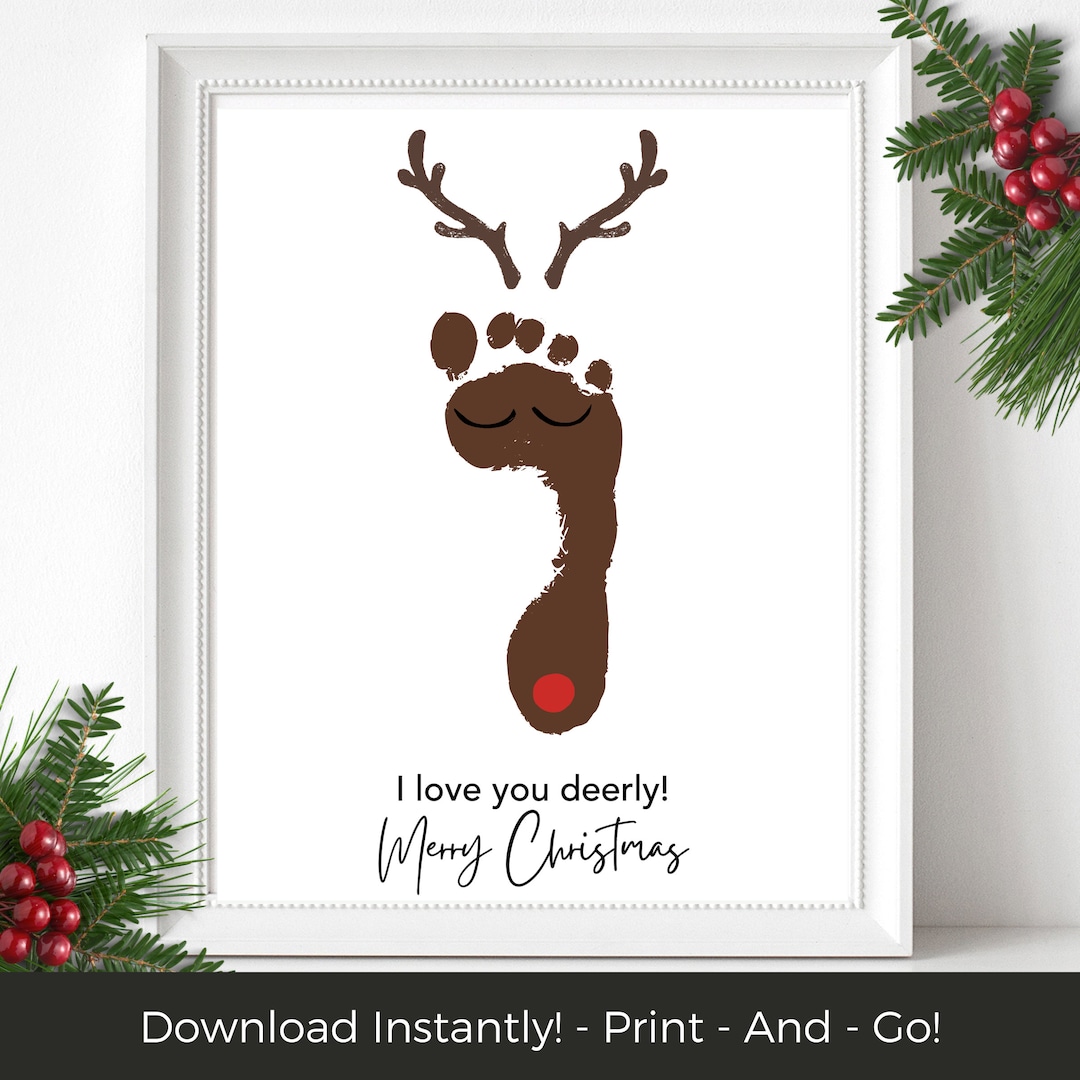 Reindeer Footprint Kids Christmas Craft, Baby's First Christmas ...