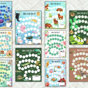 Bundle Animals Kids Reward Chart Printable Sticker Chart for - Etsy