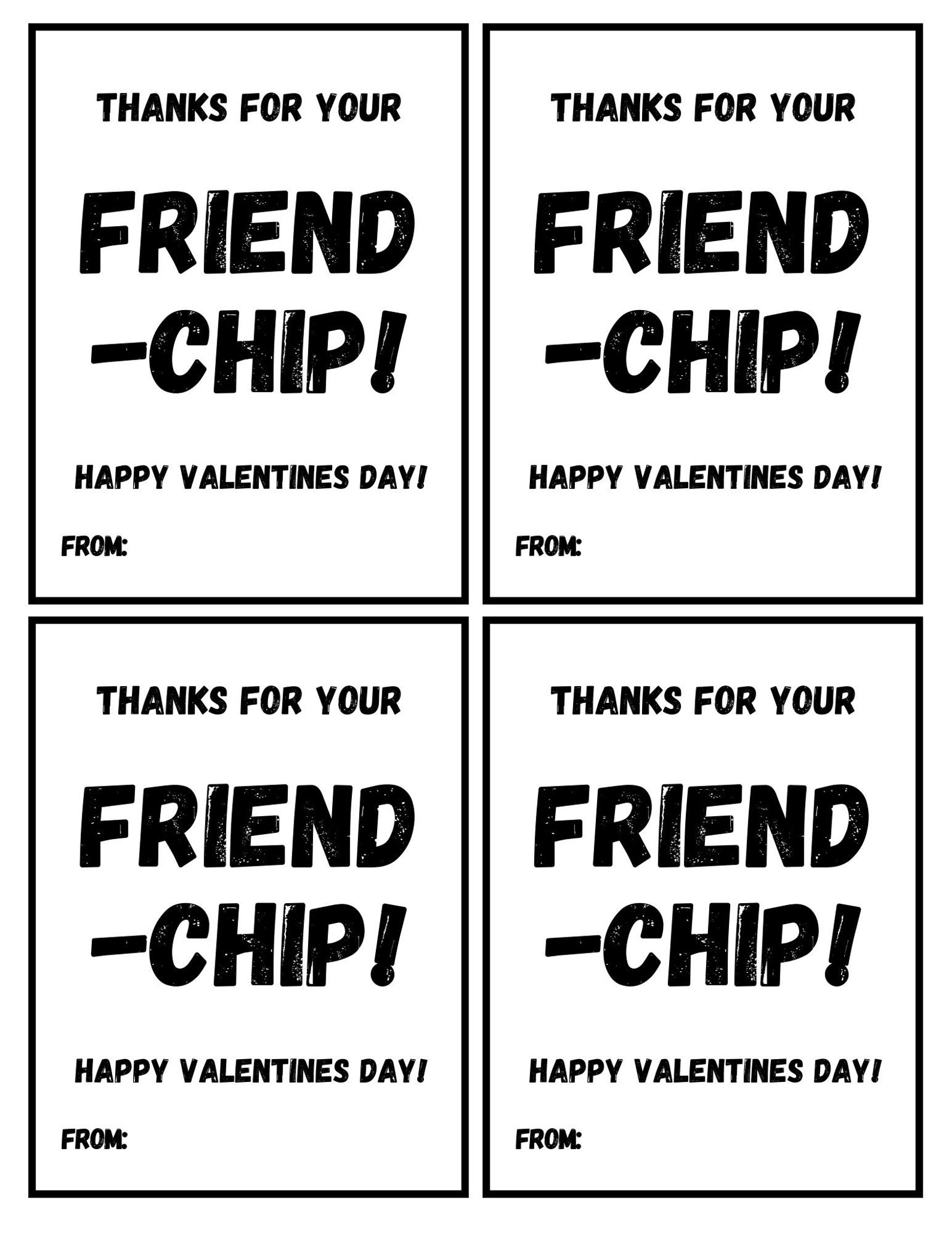 Chips Valentine Card Kids Non Candy Valentine Printable Kids | Etsy