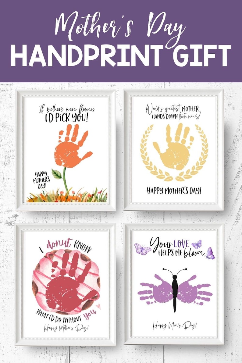 Mothers Day Handprint Printable Kids Art, Butterfly Handprint Crafts ...