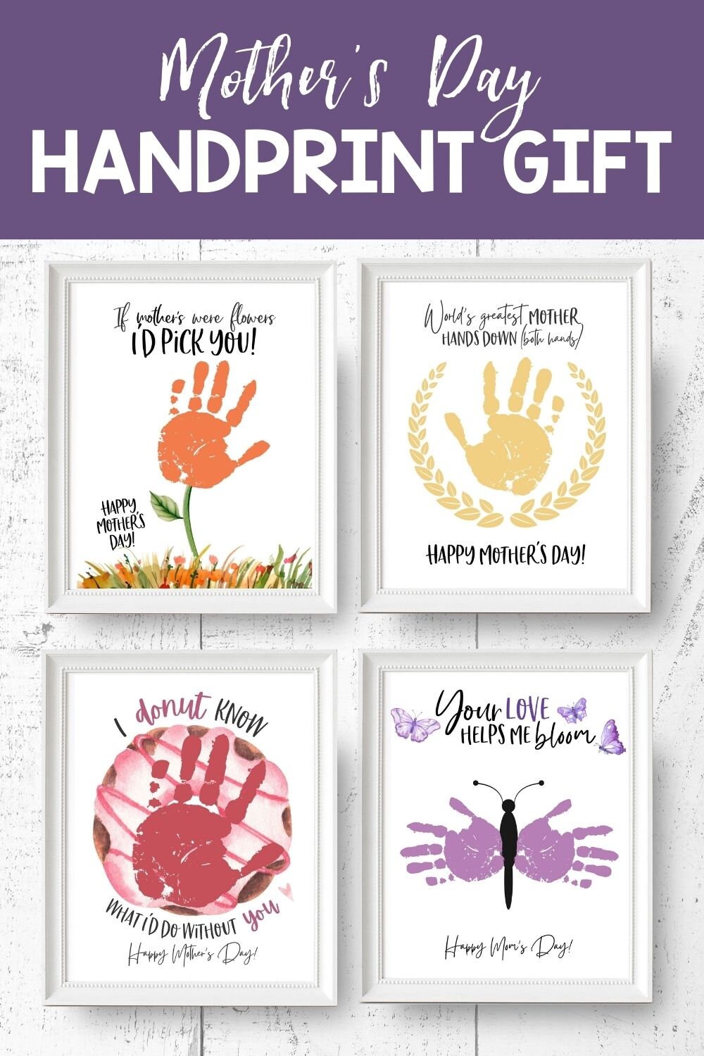Mothers Day Handprint Printable Kids Art, Butterfly Handprint Crafts ...
