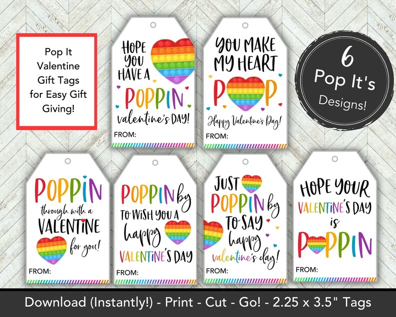 Pop It Valentine Cards Poppin Valentine Tag Classroom - Etsy
