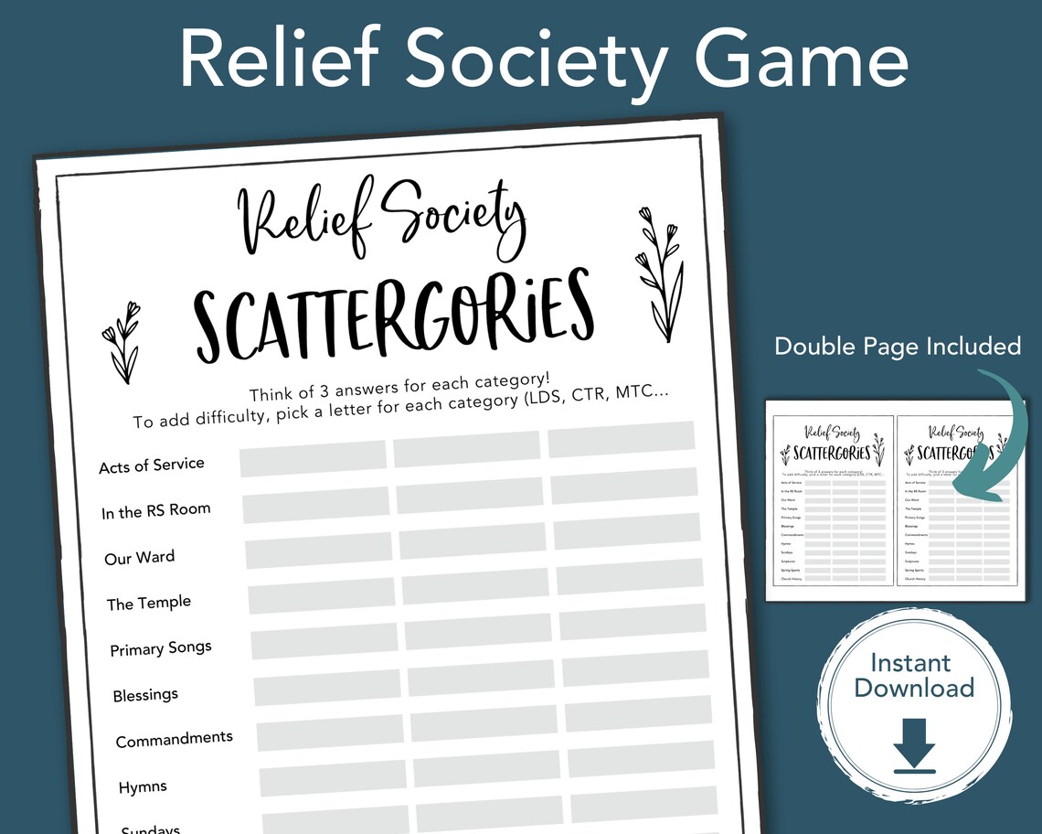 RELIEF SOCIETY Activity Game Activity Printable Game Get to - Etsy