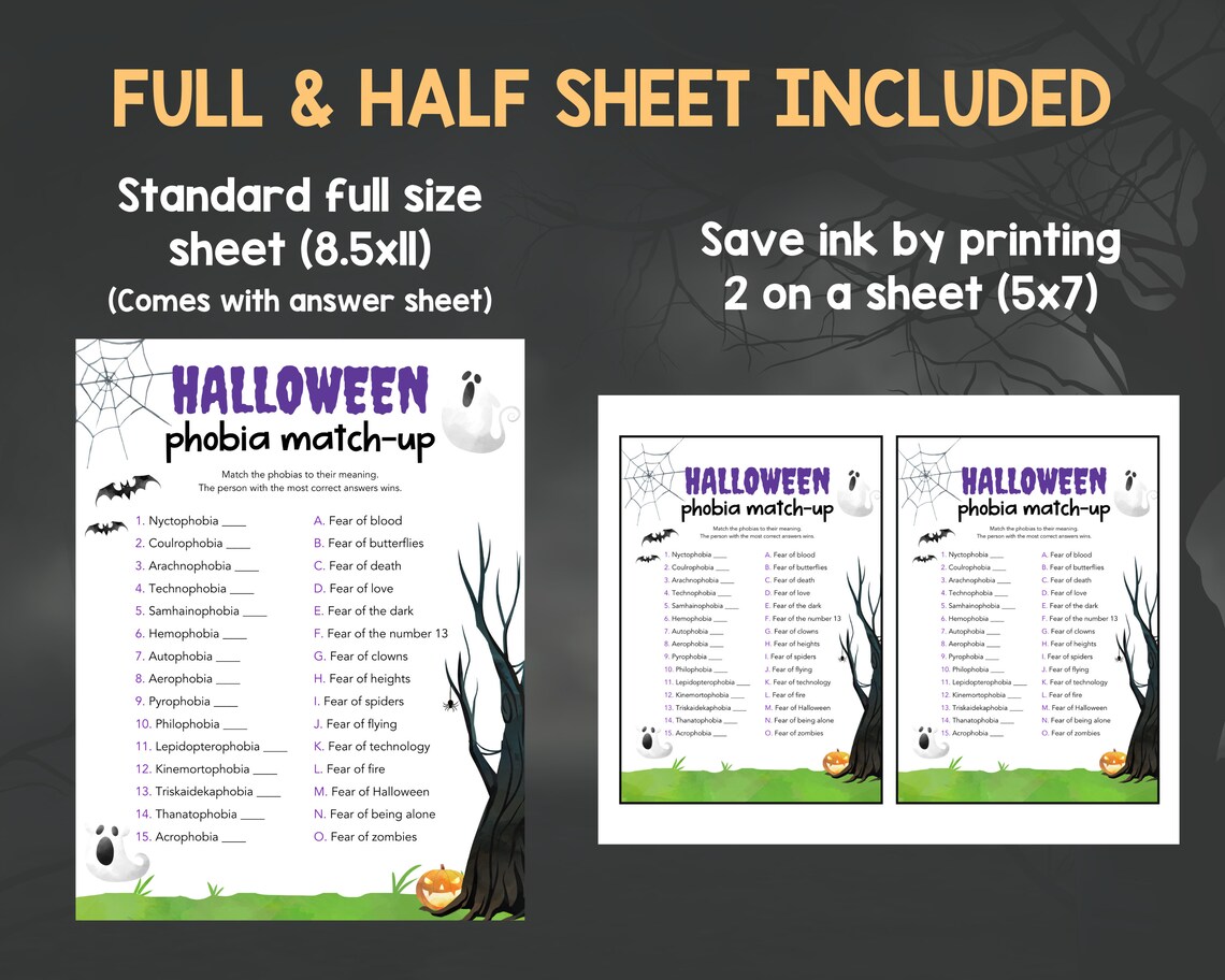 Phobia Trivia Game Halloween Printable Halloween Party Games - Etsy