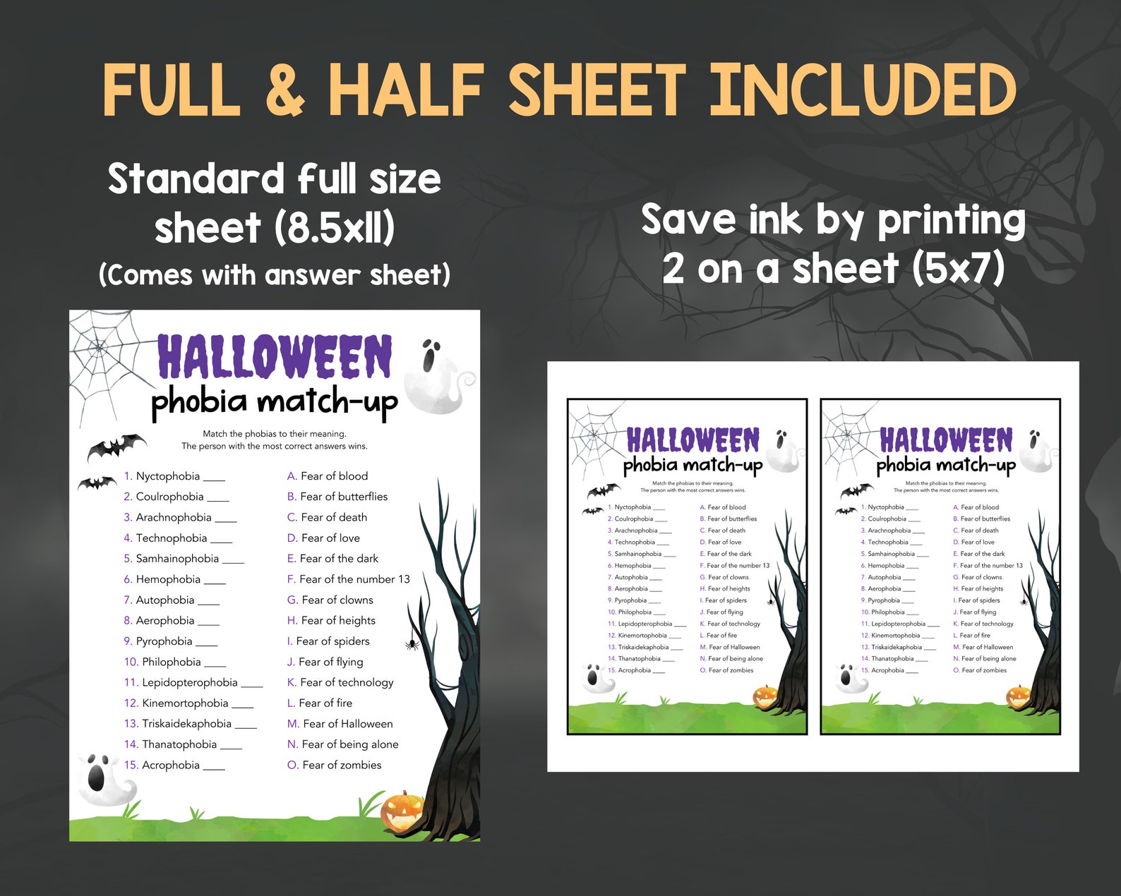 Phobia Trivia Game Halloween Printable Halloween Party Games - Etsy