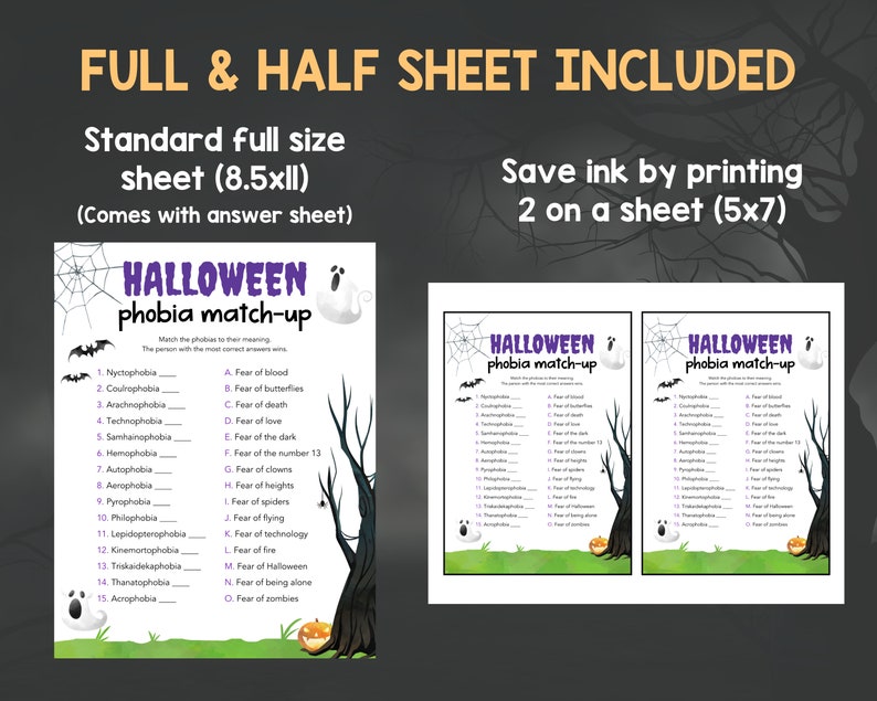 Phobia Trivia Game Halloween Printable Halloween Party Games - Etsy