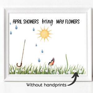 April Showers Bring May Flowers Handprint Activity, Preschool or Toddler Handprint Art ...