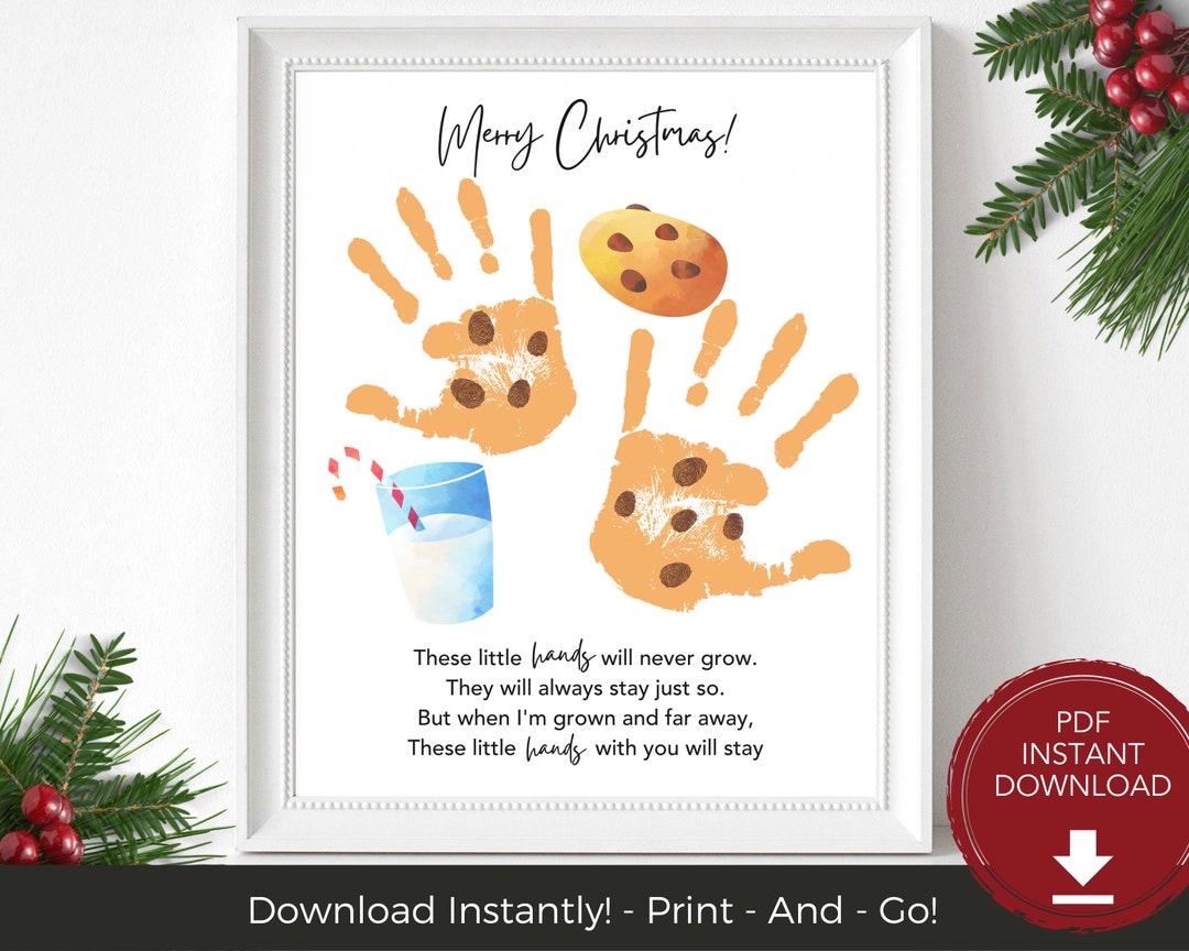 Santas Cookies Handprint Christmas Craft DIY Baby's First - Etsy