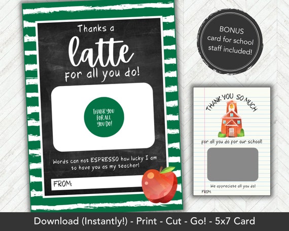 Teacher Appreciation Gift Card Holder Teacher Gift Printable - Etsy
