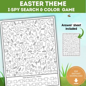 Easter I Spy Kids Activity, I Spy Coloring Page Worksheet Activity ...