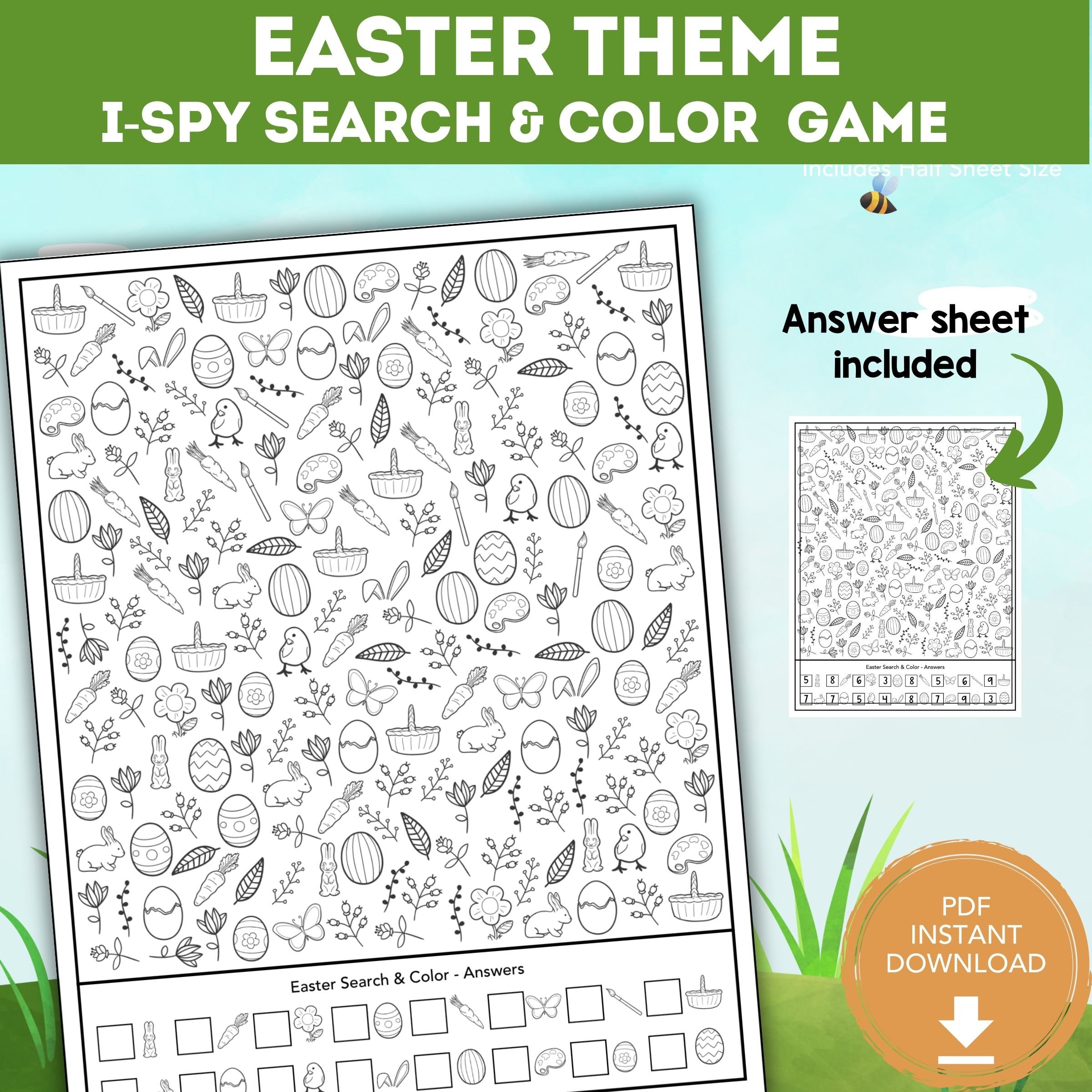 Easter I Spy Kids Activity, I Spy Coloring Page Worksheet Activity ...