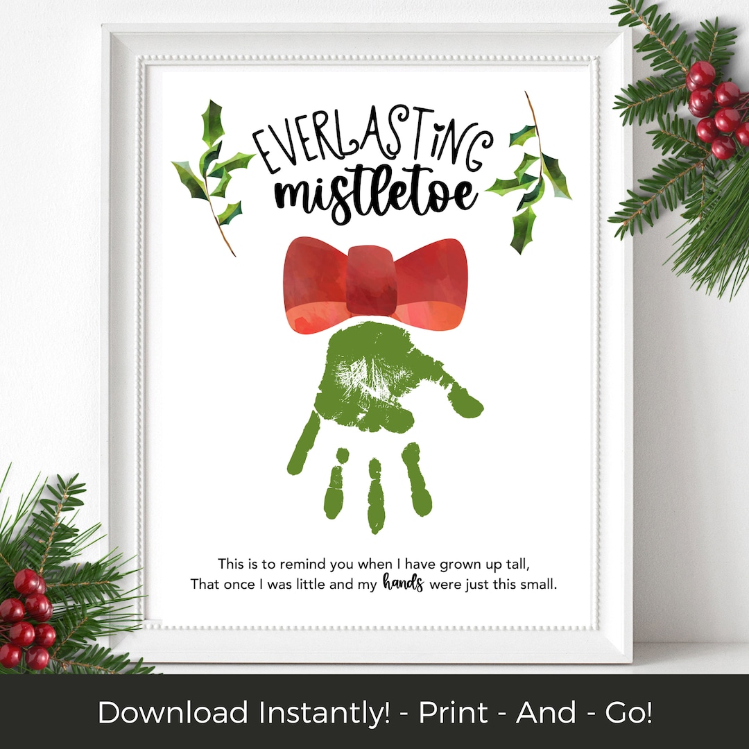 Mistletoe Handprint Kids Christmas Craft, Baby's First Christmas ...