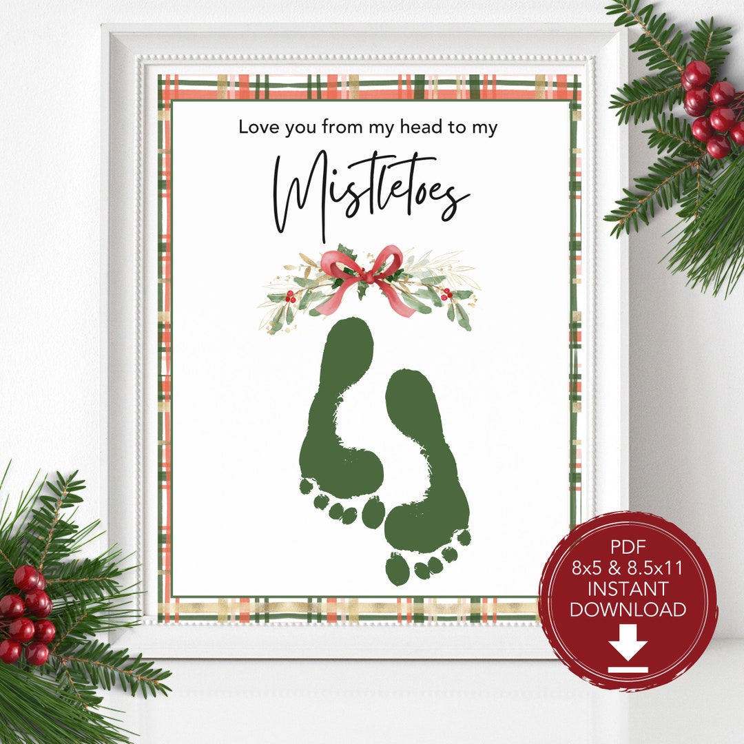 Mistletoe Footprint Kids Christmas Craft, Baby's First Christmas ...