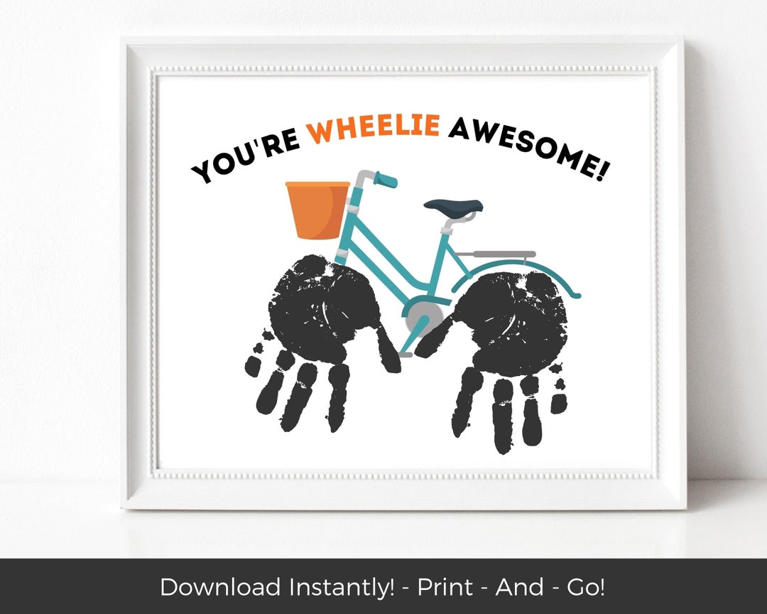Bike Handprint Craft, Kids or Toddler Handprint Art, Grandparent Gift ...