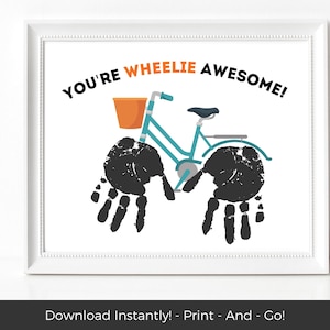 Bike Handprint Craft, Kids or Toddler Handprint Art, Grandparent Gift ...