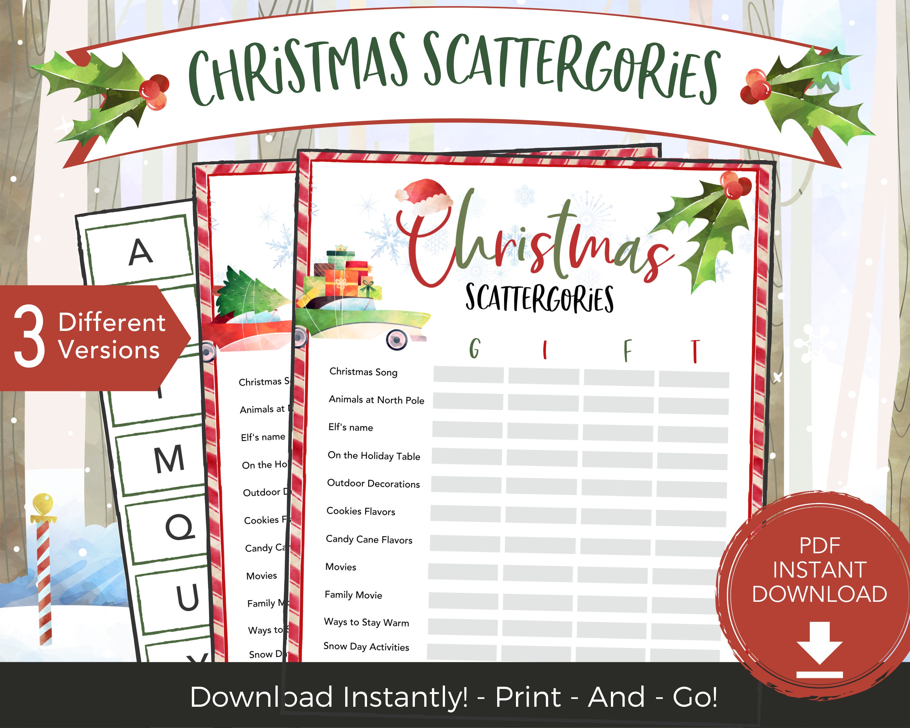 Christmas Scattergories Printable Christmas Games for - Etsy