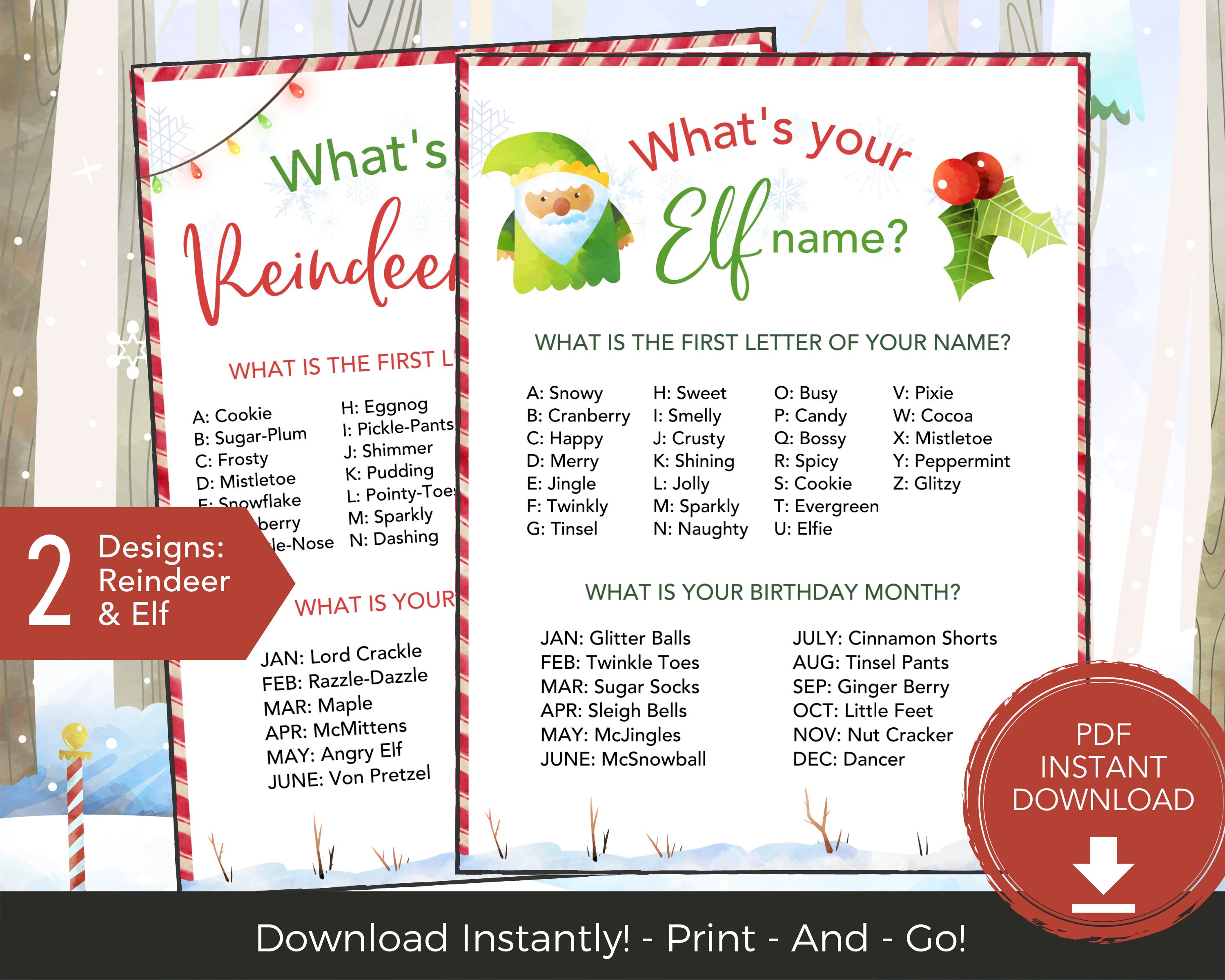 What's Your Christmas Name Game Christmas Game for Kids | Etsy