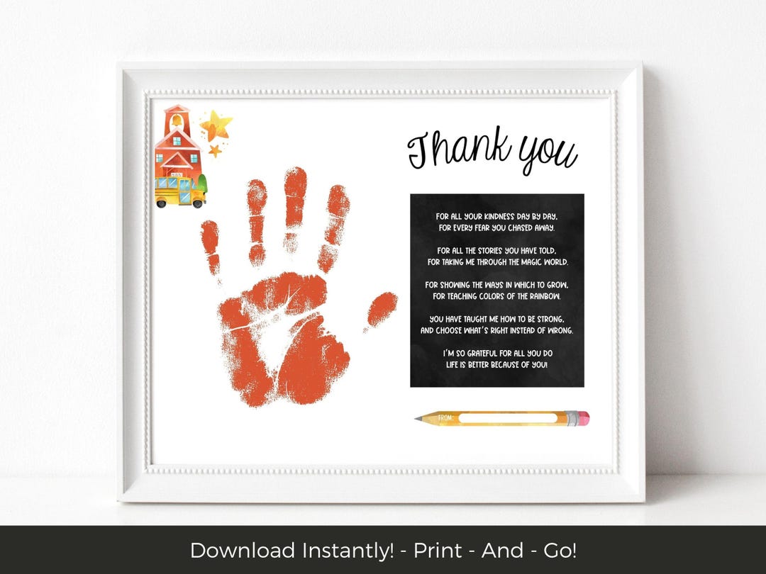 Teacher Appreciation Handprint Art Poem, Teacher Thank You Card From ...