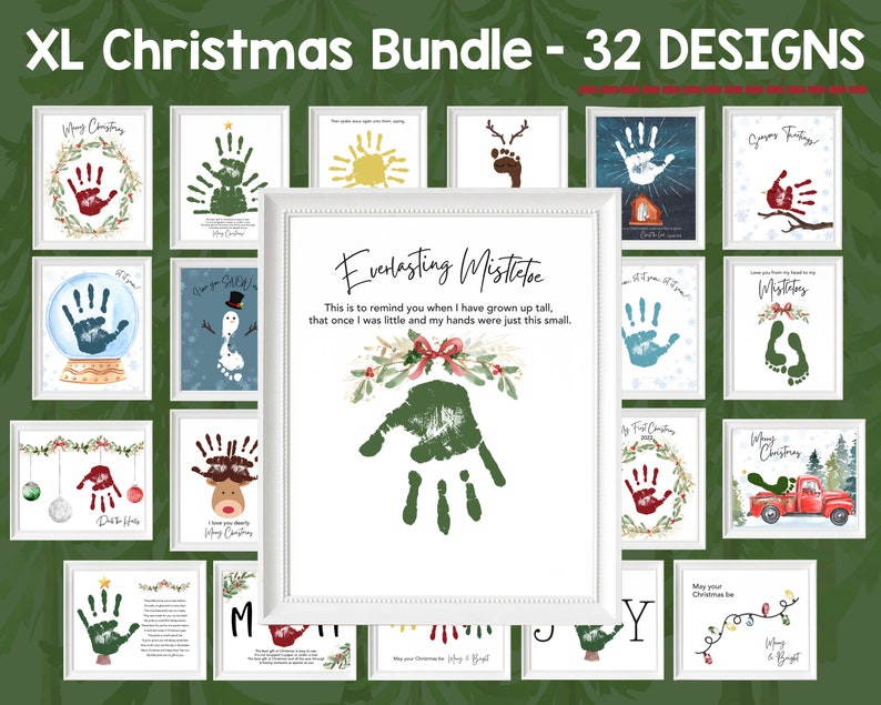 Christmas Handprint Craft Bundle Handprint Art Christmas - Etsy